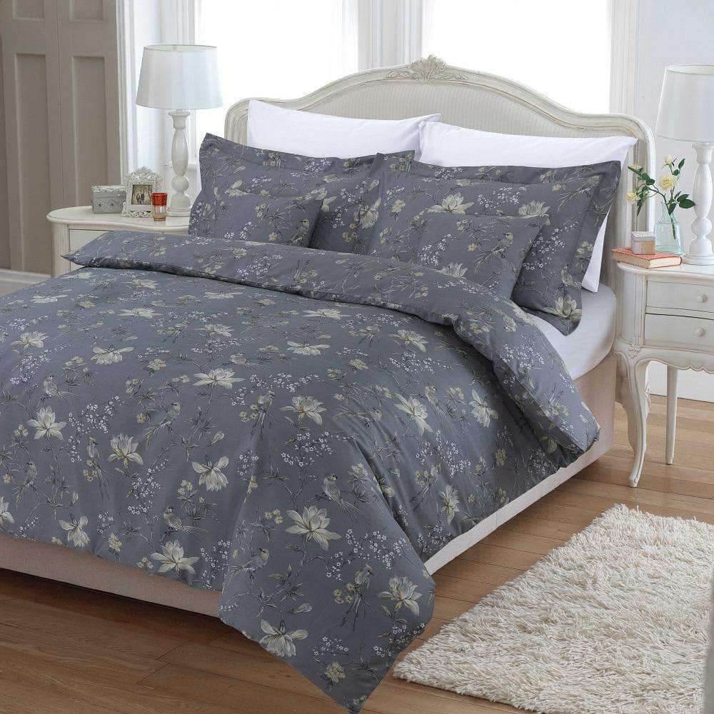 100% Egyptian Cotton Floral Bird Duvet Cover Quilt Set