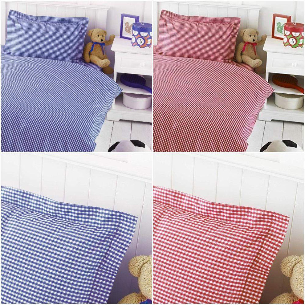 Red Checked Toddler Duvet Cover Set - Bed and Bath Linen