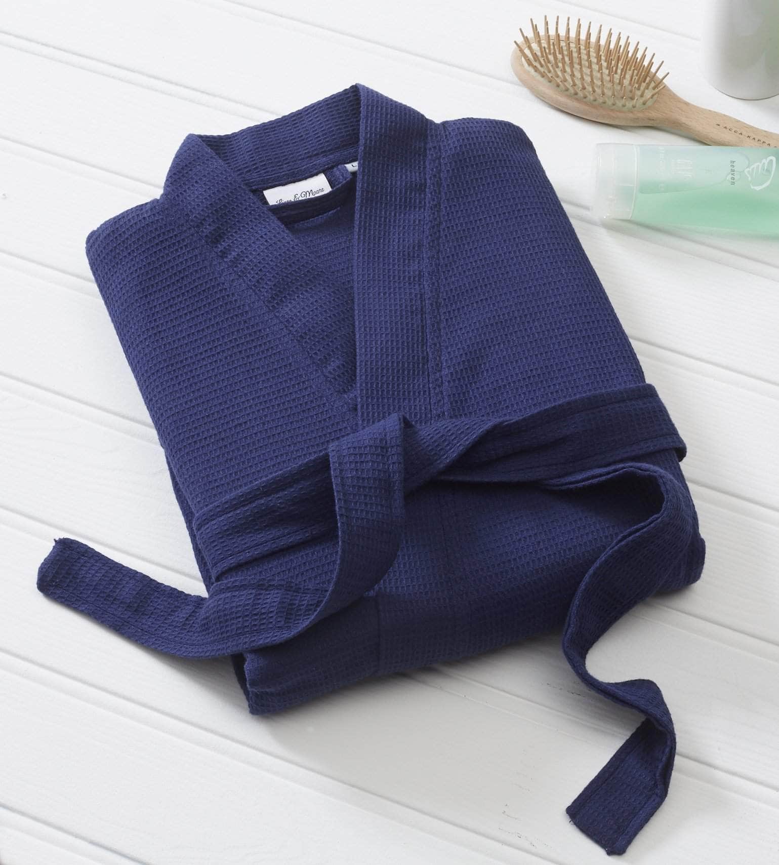 100% Combed Cotton Womens Waffle Dressing Gown, Kimono Style