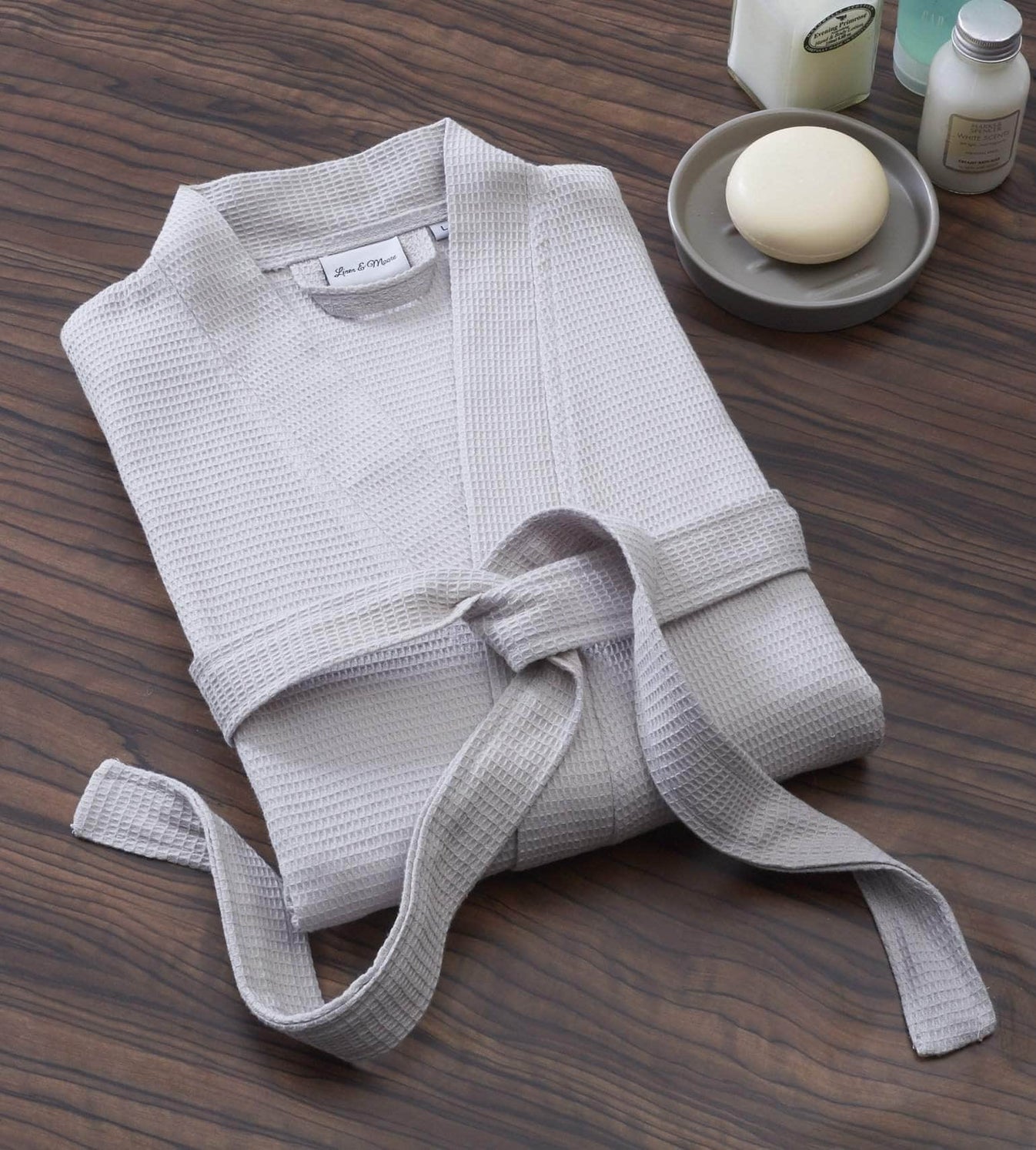 100% Combed Cotton Womens Waffle Dressing Gown, Kimono Style