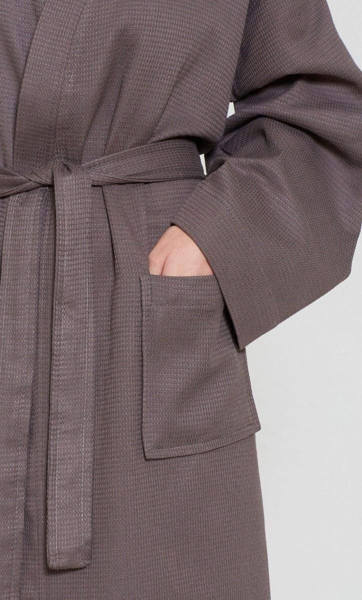 100% Combed Cotton Womens Waffle Dressing Gown, Kimono Style