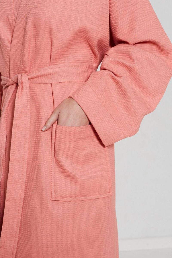 100% Combed Cotton Womens Waffle Dressing Gown, Kimono Style