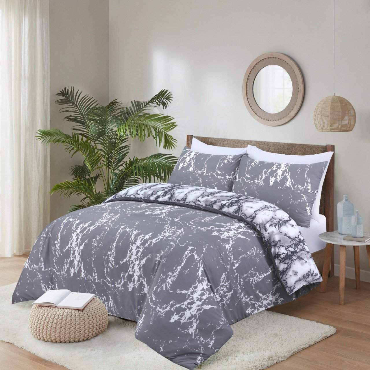 grey marble bedding